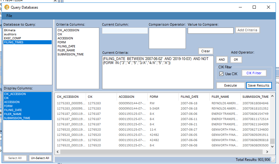 New Submission Time Database Available – directEDGAR